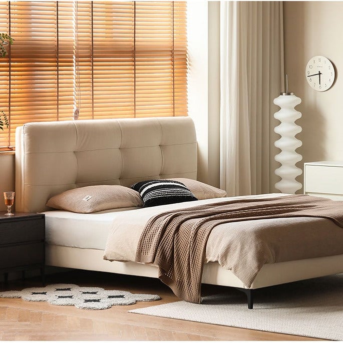 Leather Bed Cream Style First layer of yellow cowhide Bed)