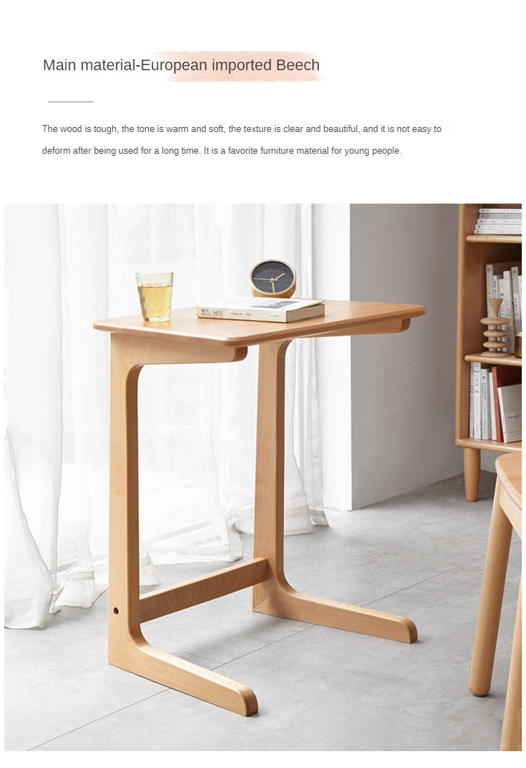 Oak Solid wood C-shaped side table-