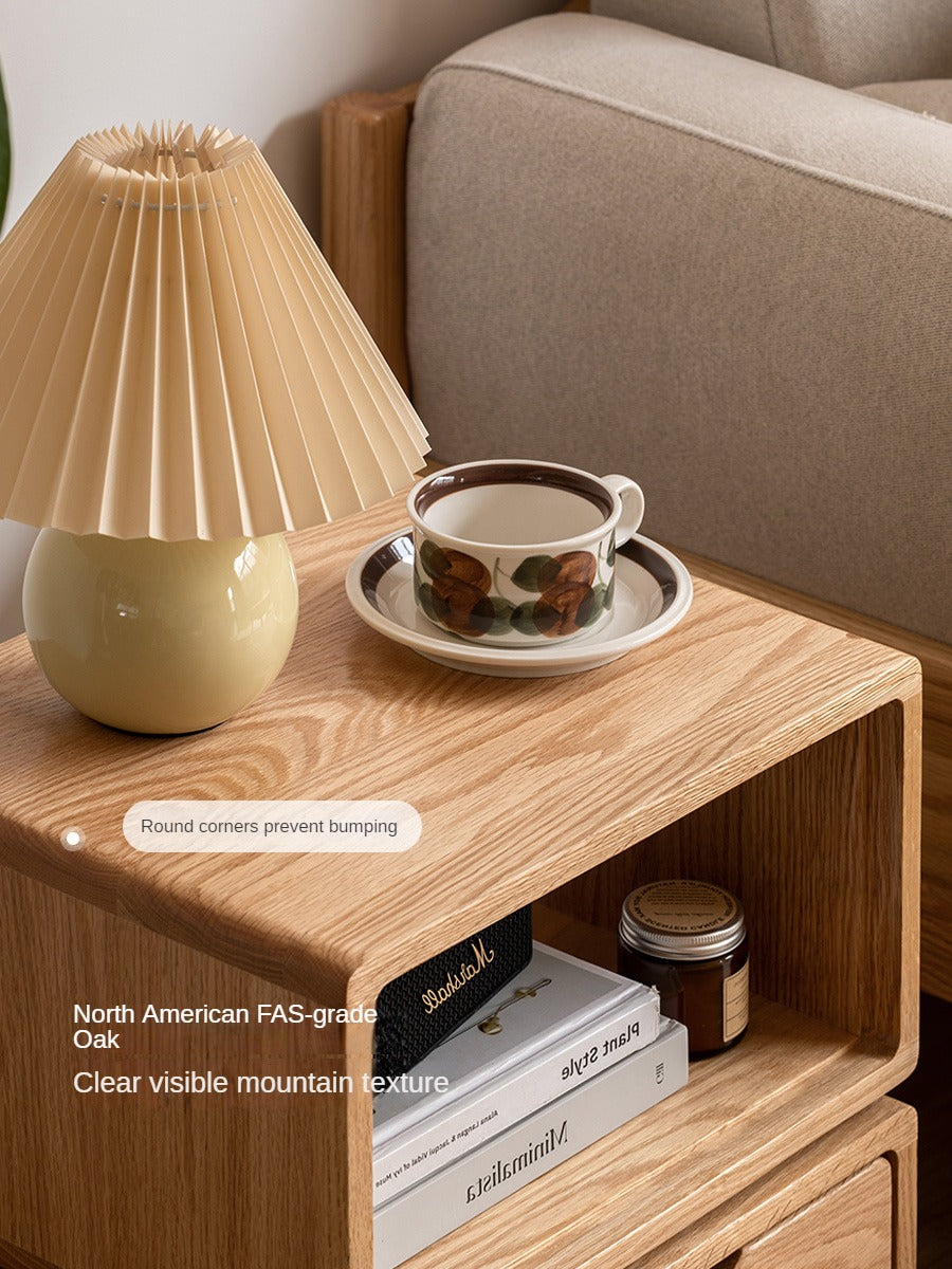 Oak Solid wood side table rotating bedside table.