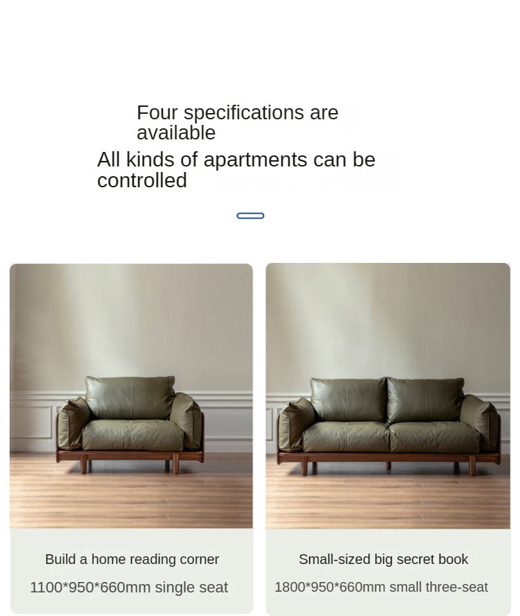 Black walnut solid wood Genuine leather sofa, fabric sofa: