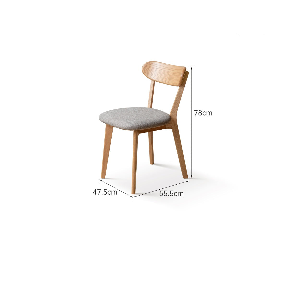 Oak solid wood curved backrest dining chair:
