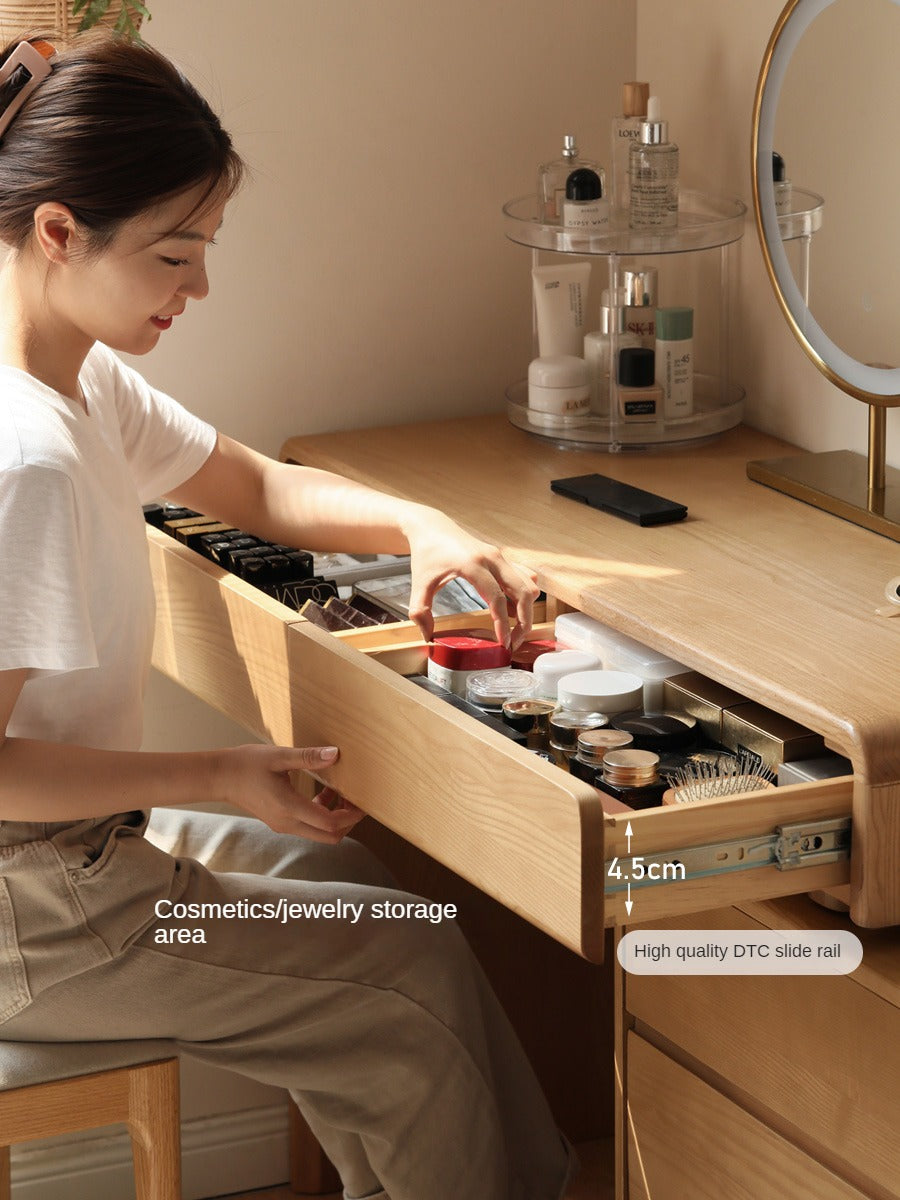 Ash Solid Wood Telescopic Dressing Table Integrated Storage: