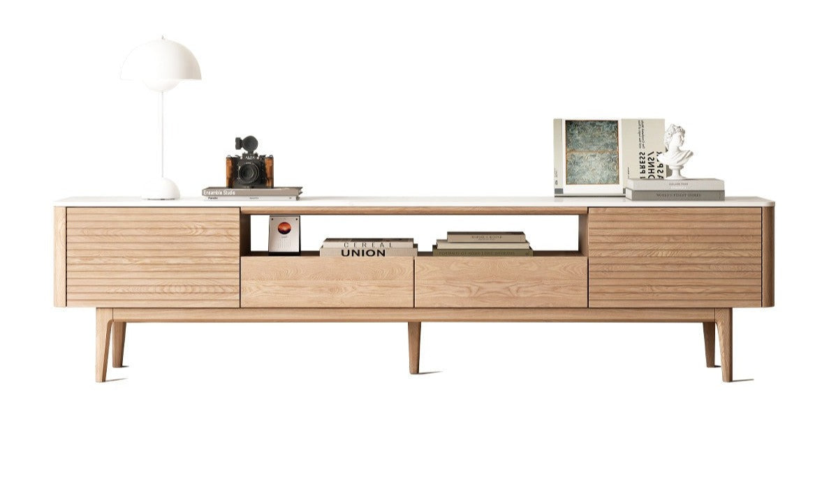 Black Walnut solid wood slate TV stand: