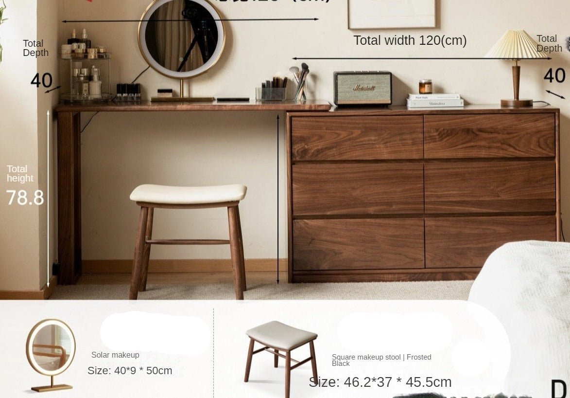 Black Walnut Solid Wood Telescopic Dressing Table