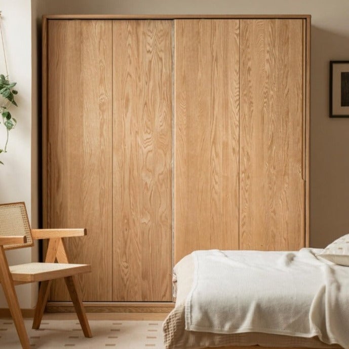 Oak solid wood Sliding door wardrobe: