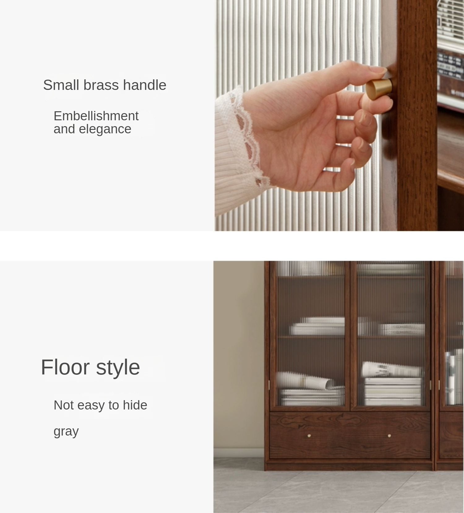 Oak solid wood dust-proof glass door wall floor-to-ceiling bookshelf-