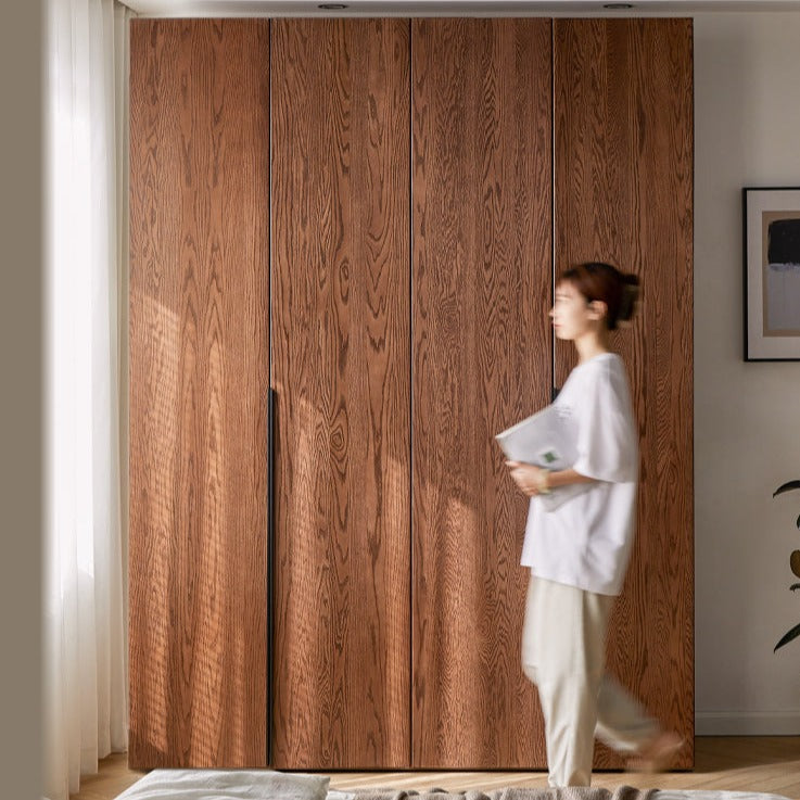Oak solid wood wardrobe high walnut color: