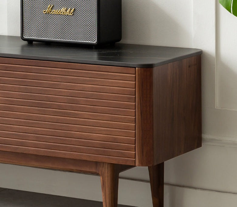 Black Walnut solid wood slate TV stand: