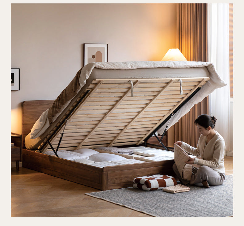 Black walnut , Oak solid wood bed box modern.