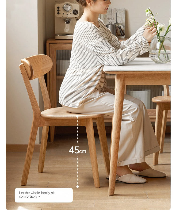 Oak solid wood curved backrest dining chair: