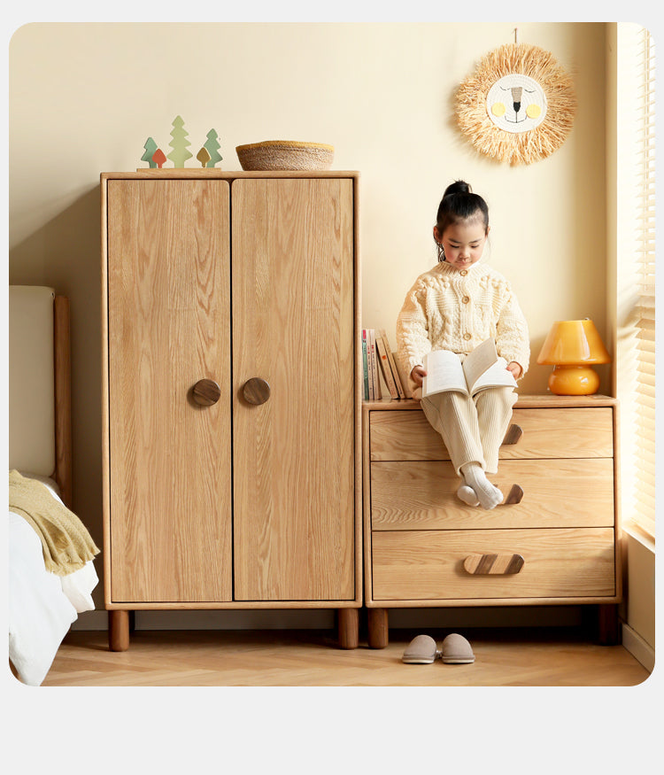 Oak solid wood wardrobe bookcase free combination