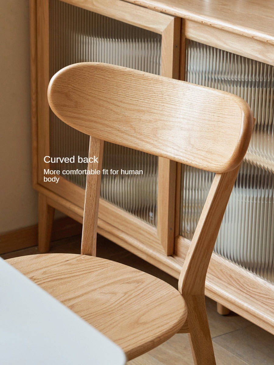 Oak solid wood curved backrest dining chair: