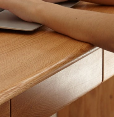 Oak solid wood Office desk spindle-shaped slanted legs: