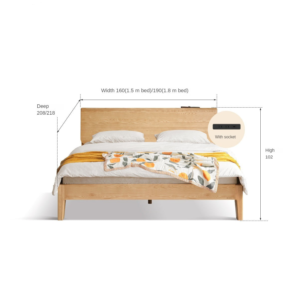 Ash solid wood with socket Bed.