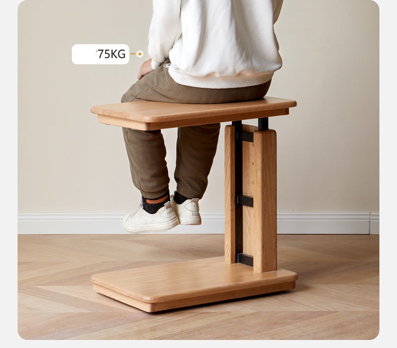 Oak solid wood movable liftable foldable side table