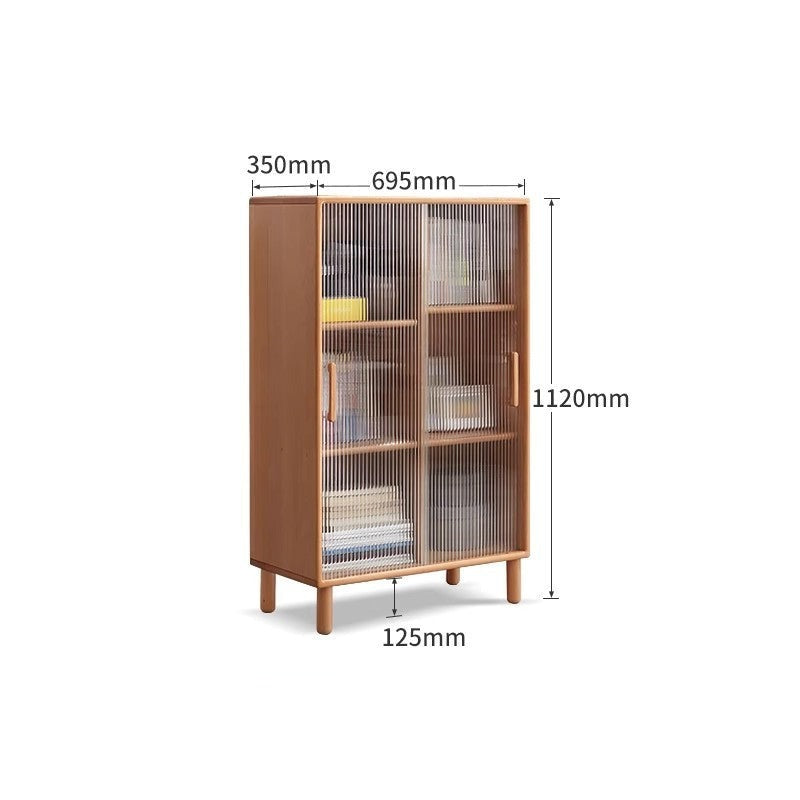 Beech solid wood Sliding Door side cabinet-
