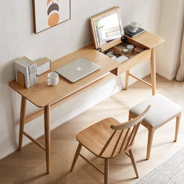 Oak solid wood Office desk and Dressing tables 2-in-1)