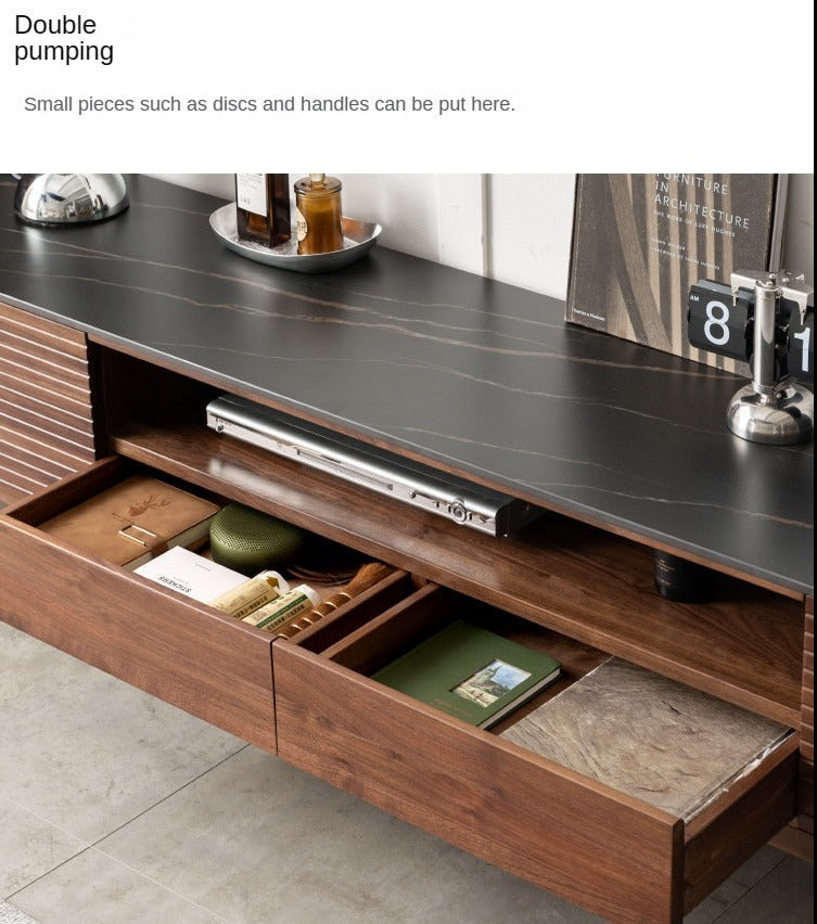 Black Walnut solid wood slate TV stand: