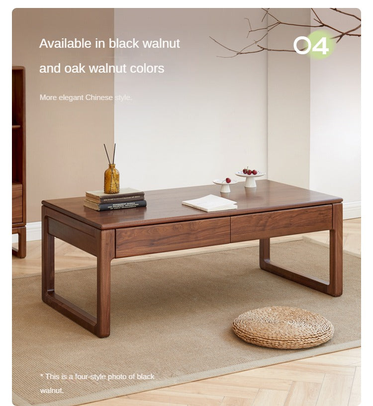 Oak, Black Walnut solid wood Japanese style coffee table