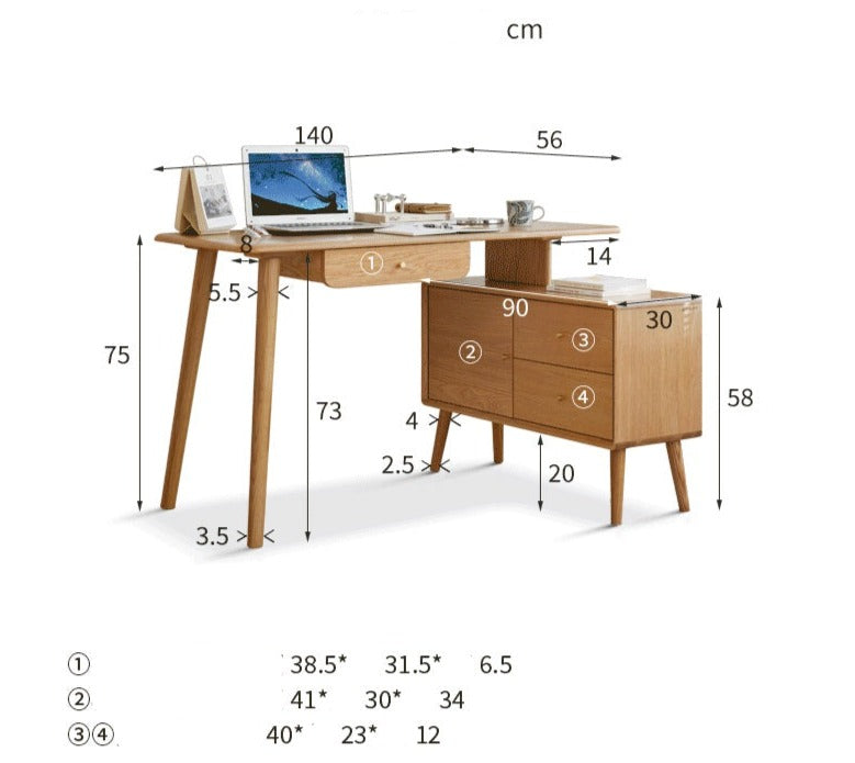 Oak solid wood Telescopic office desk )