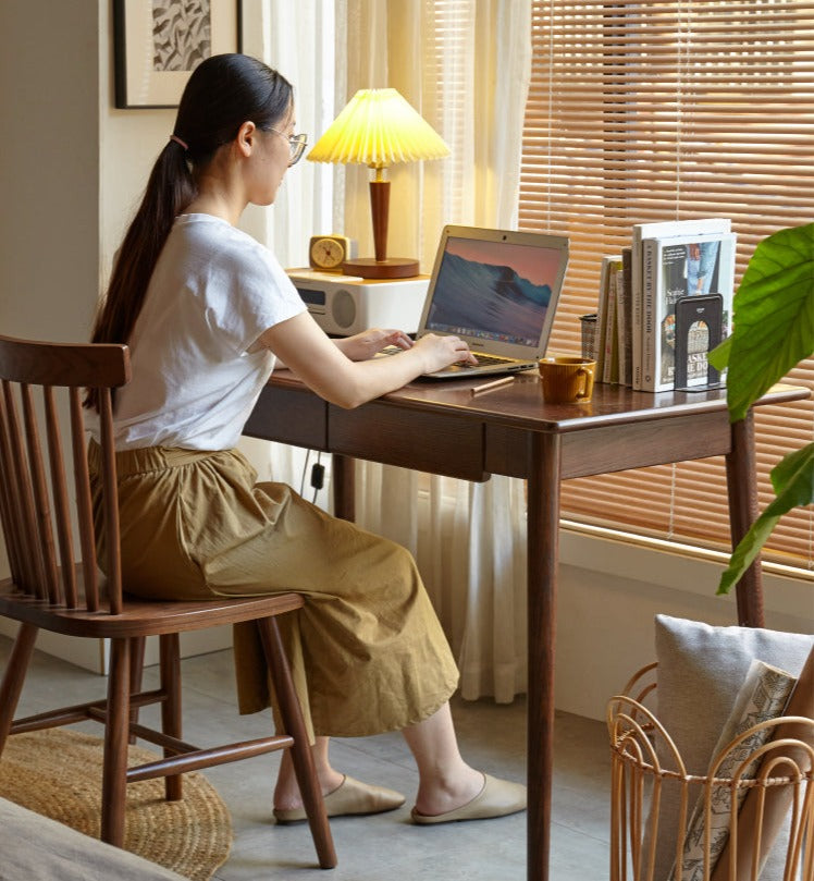 Oak solid wood Office desk spindle-shaped slanted legs: