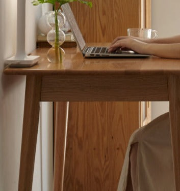 Oak solid wood Office desk spindle-shaped slanted legs: