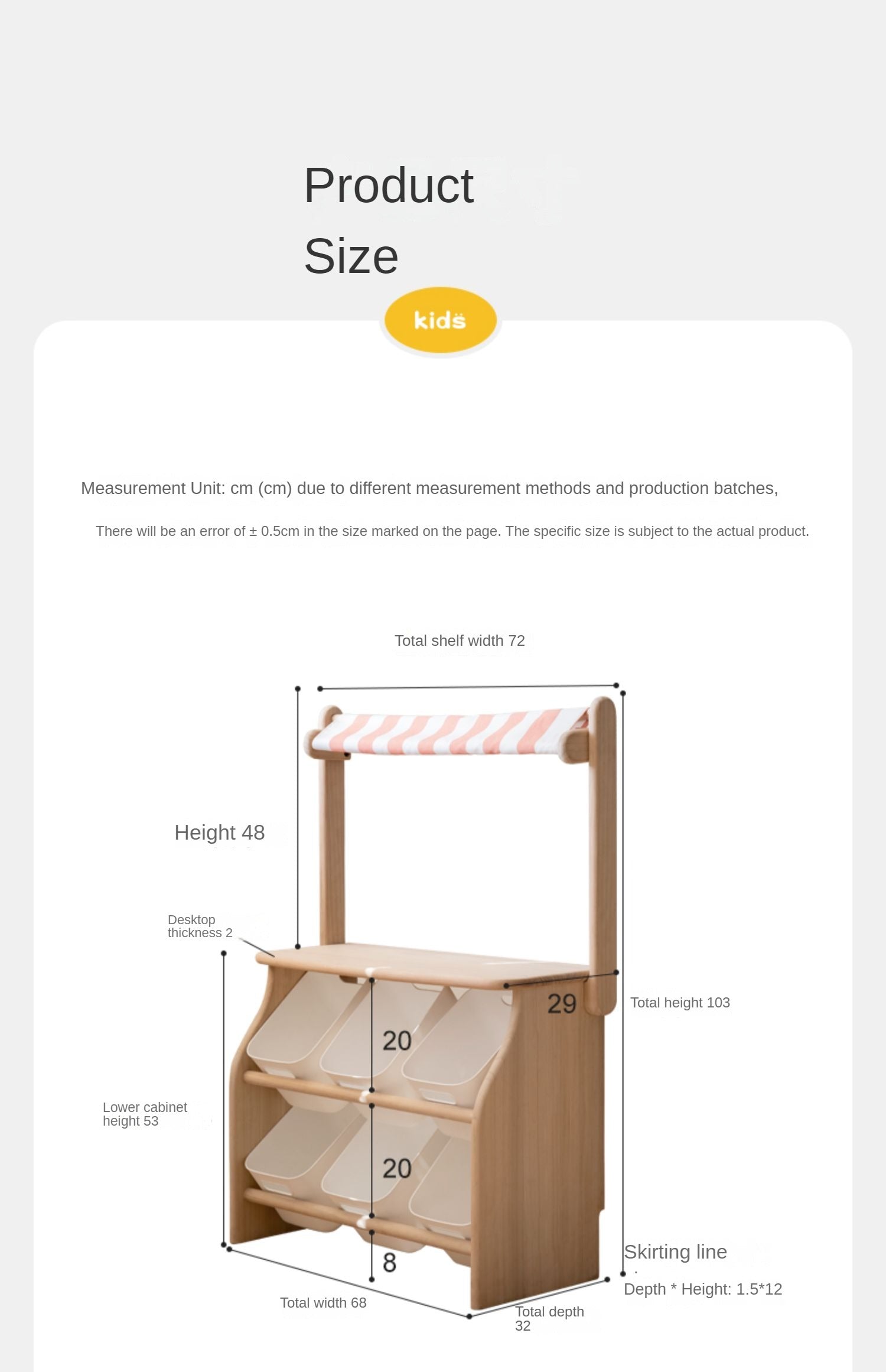 Poplar solid wood Kids book ,toy combination storage rack