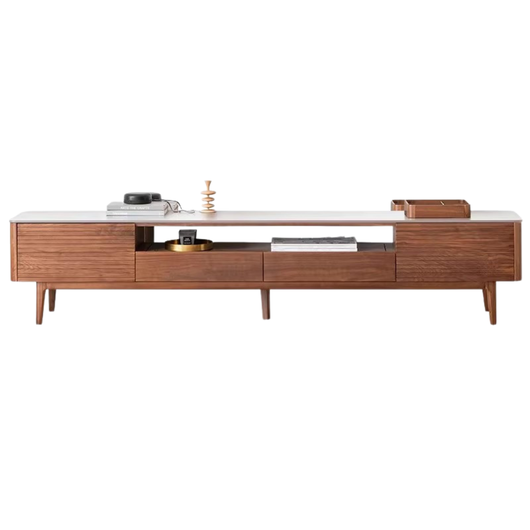 Black Walnut solid wood slate TV stand: