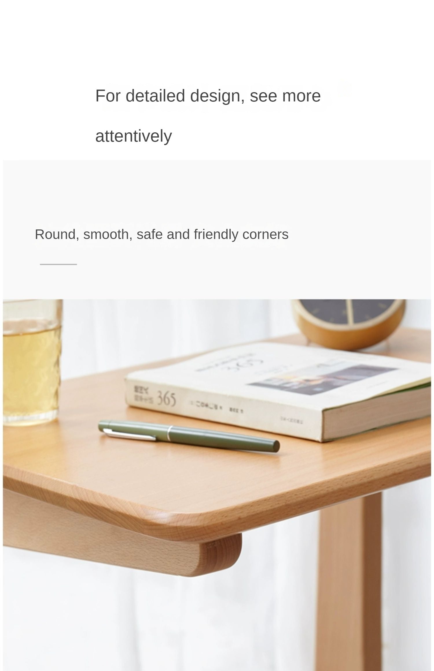 Oak Solid wood C-shaped side table-