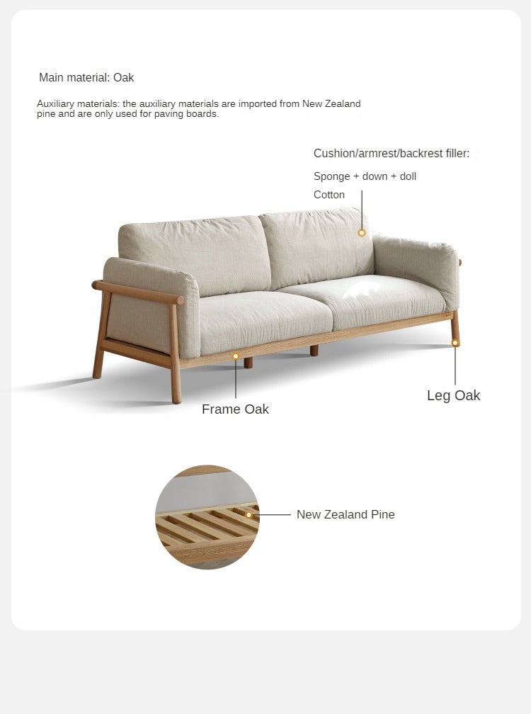 Oak solid wood fabric sofa)