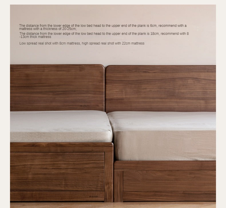 Black walnut , Oak solid wood bed box modern.