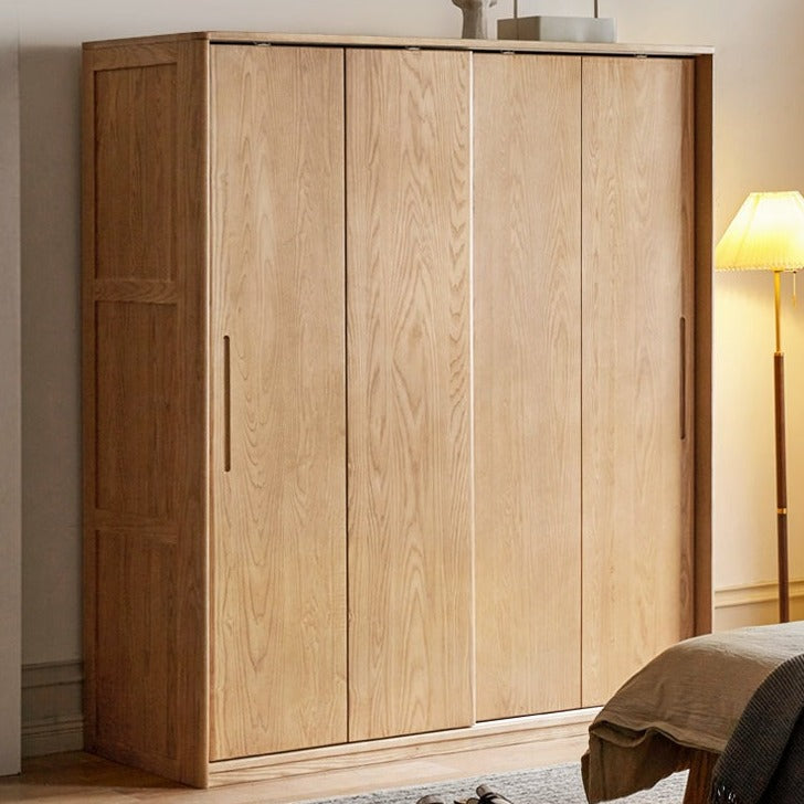 Oak, Ash solid wood wardrobe sliding door:
