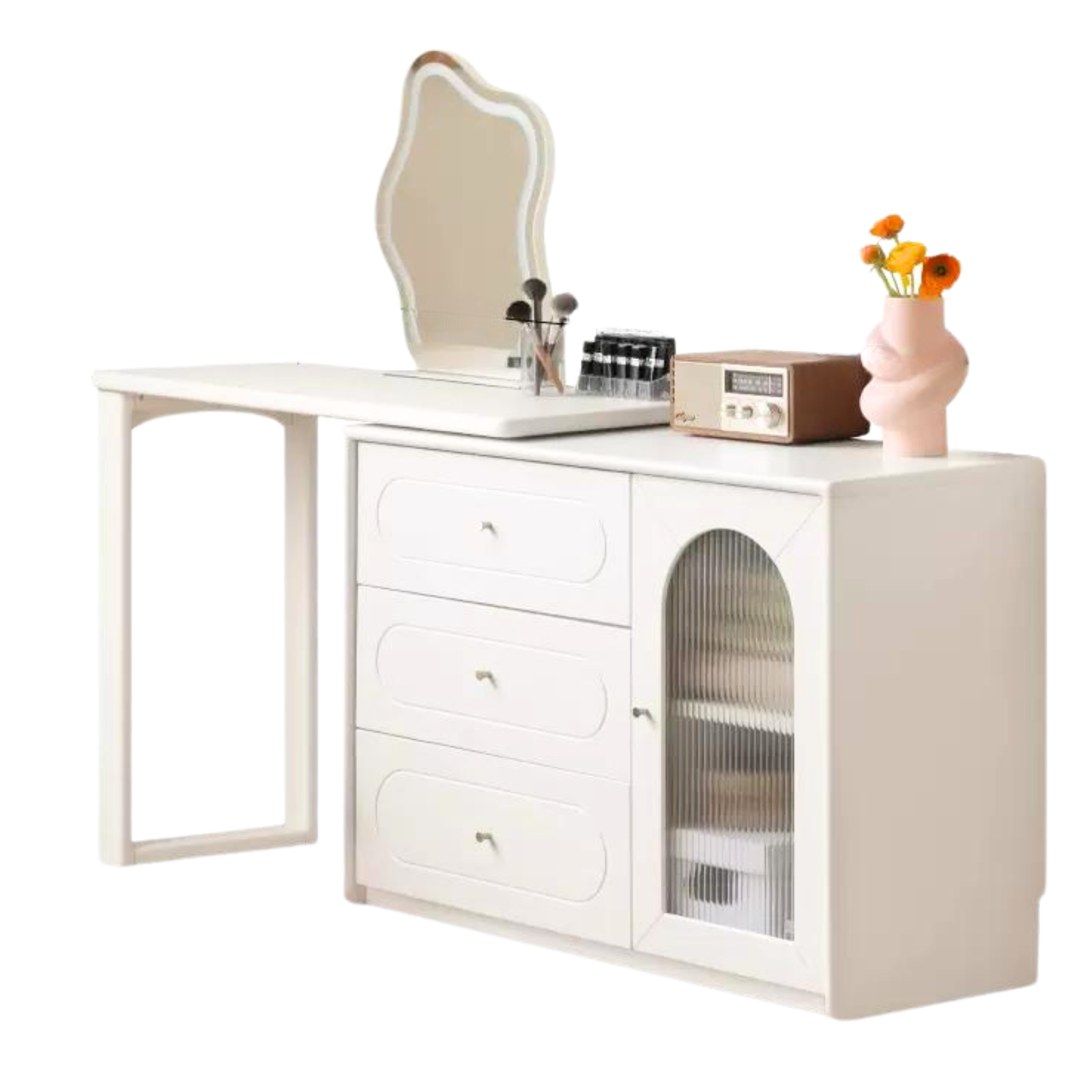 Poplar solid wood dressing table French cream style retractable: