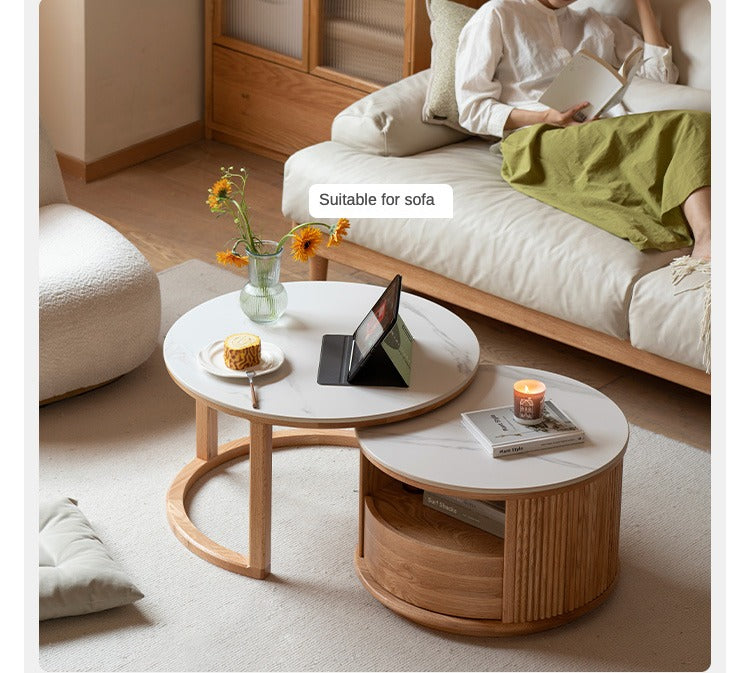 Oak solid wood Rock plate coffee table