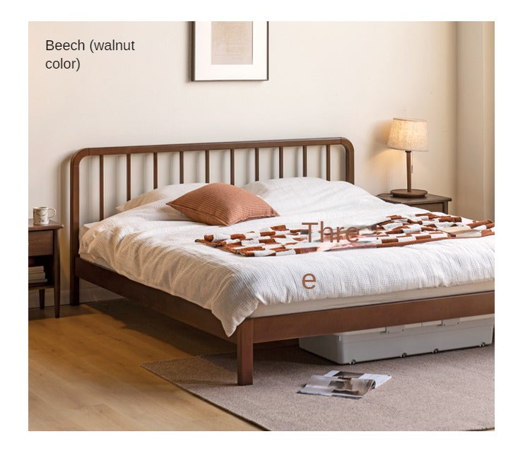 European Beech Solid Wood Bed Modern Simple.