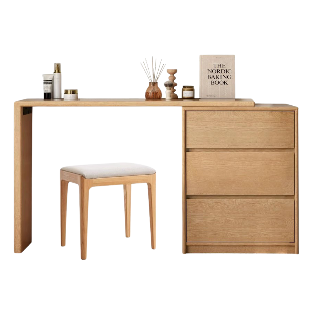 Poplar solid wood telescopic dressing table three drawers: