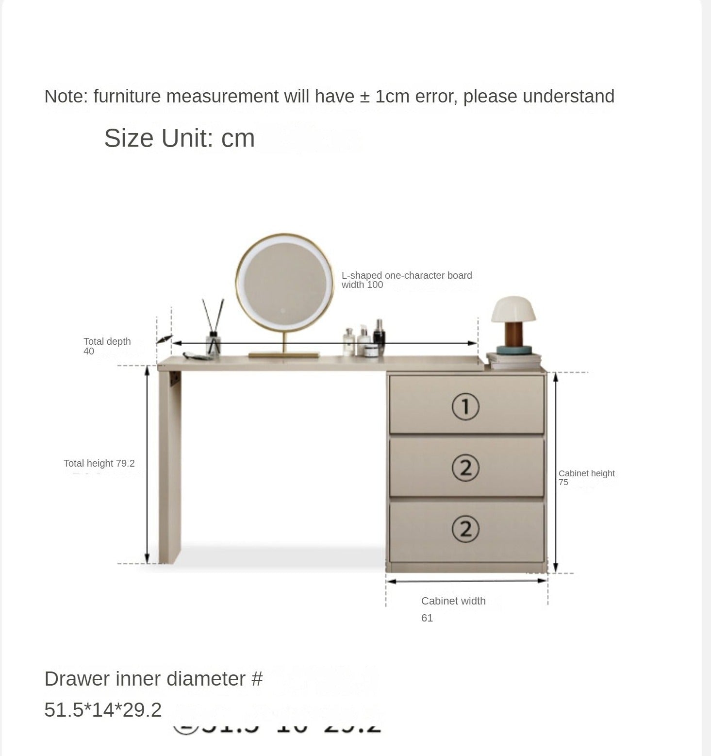 Poplar solid wood telescopic dressing table three drawers: