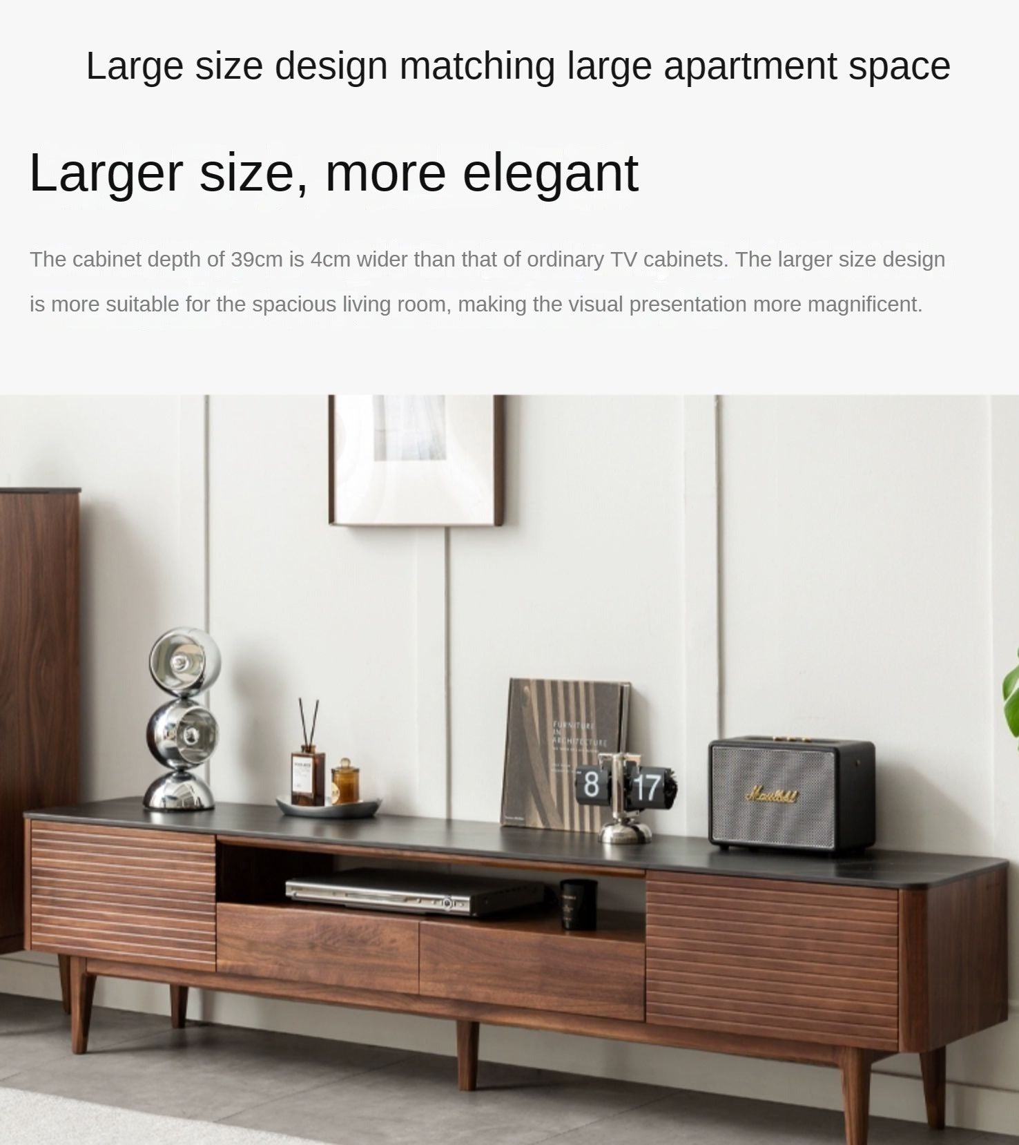 Black Walnut solid wood slate TV stand: