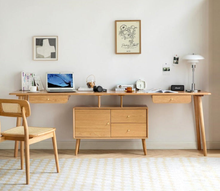 Oak solid wood Telescopic office desk )