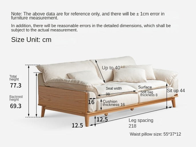 Oak Solid Wood Sofa,Technology Fabric, imitation cotton linen)
