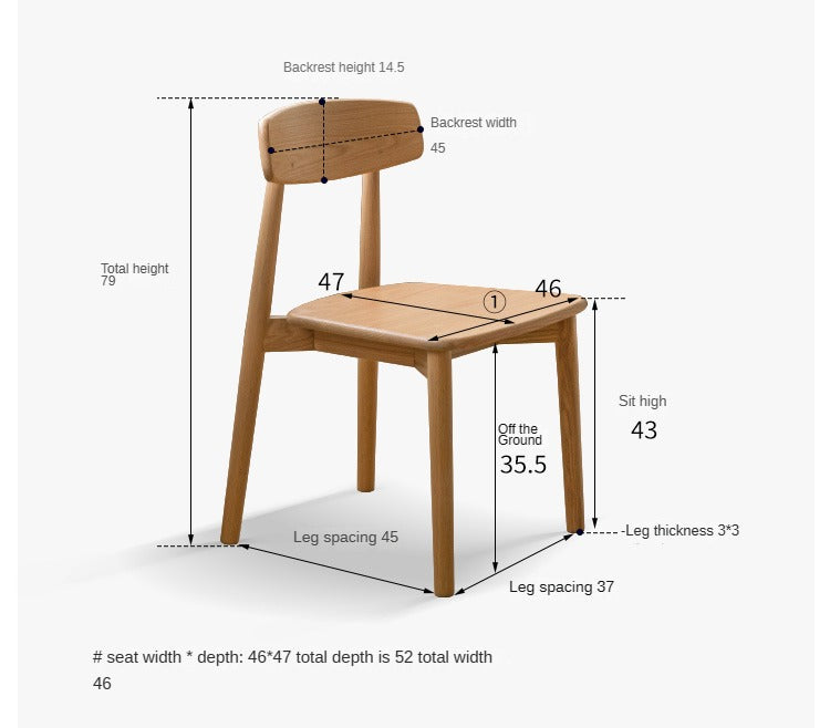 4 pcs set Ash, Oak, Beech, Black Walnut Solid wood -Dining chair: