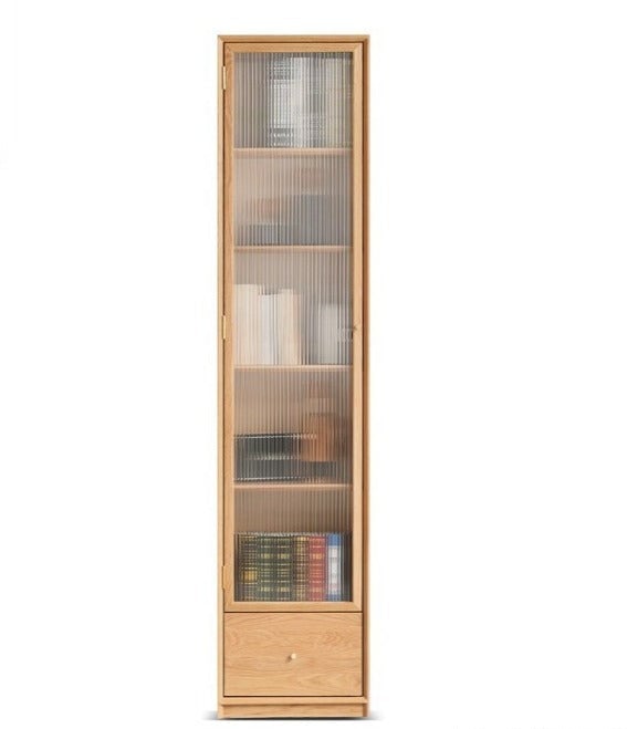 Oak solid wood Narrow bookcase with doors wood-