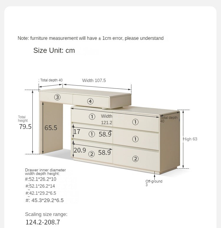 Poplar solid wood L shape Dressing table: