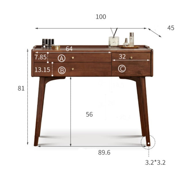 Black Walnut , Ash solid wood Dressing table: