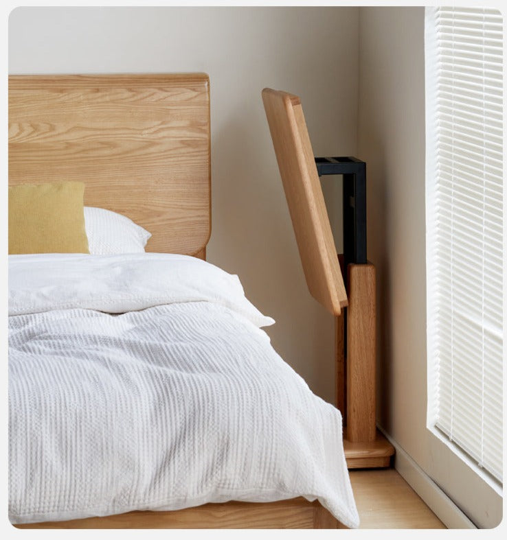 Oak solid wood movable liftable foldable side table