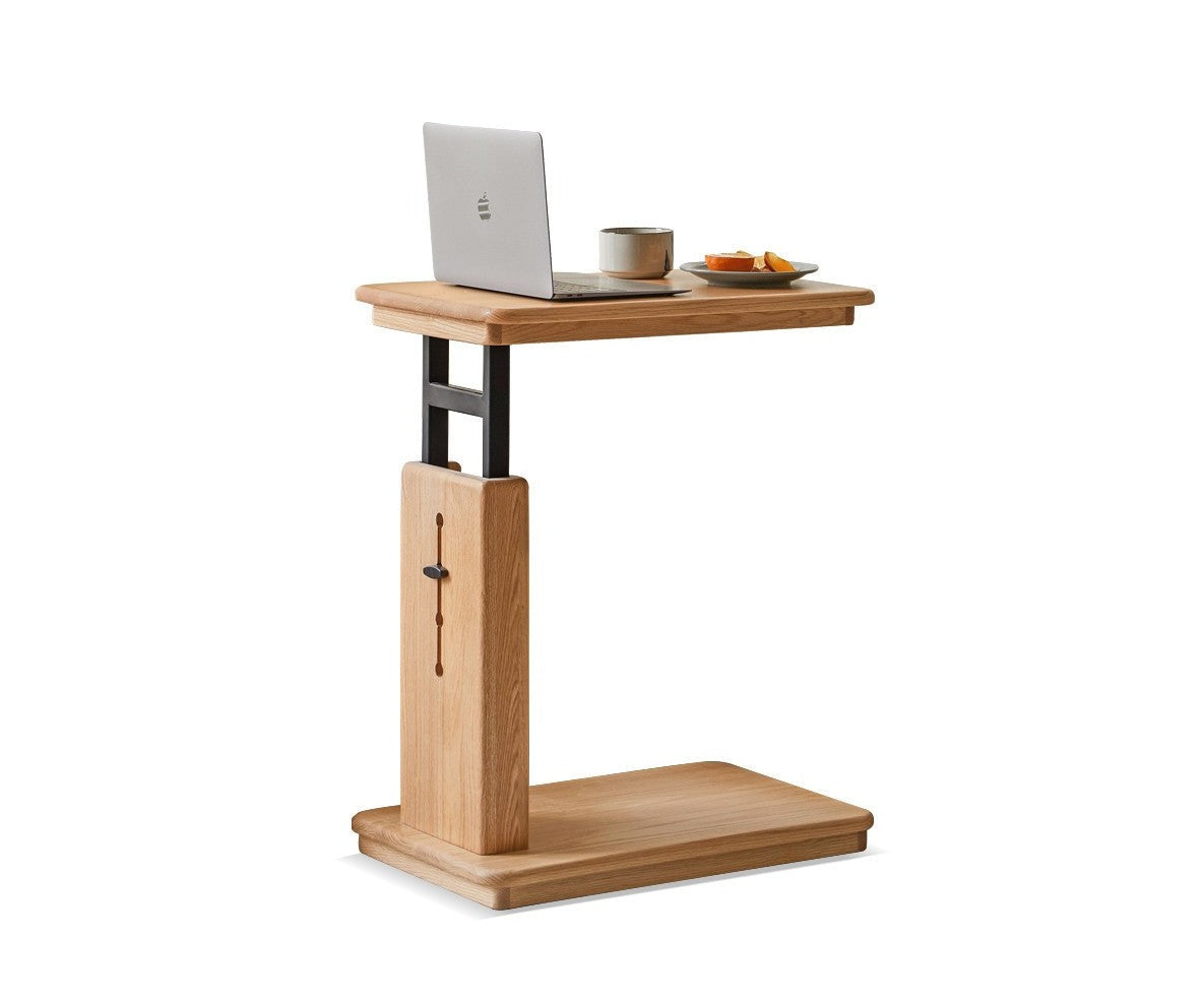 Oak solid wood movable liftable foldable side table