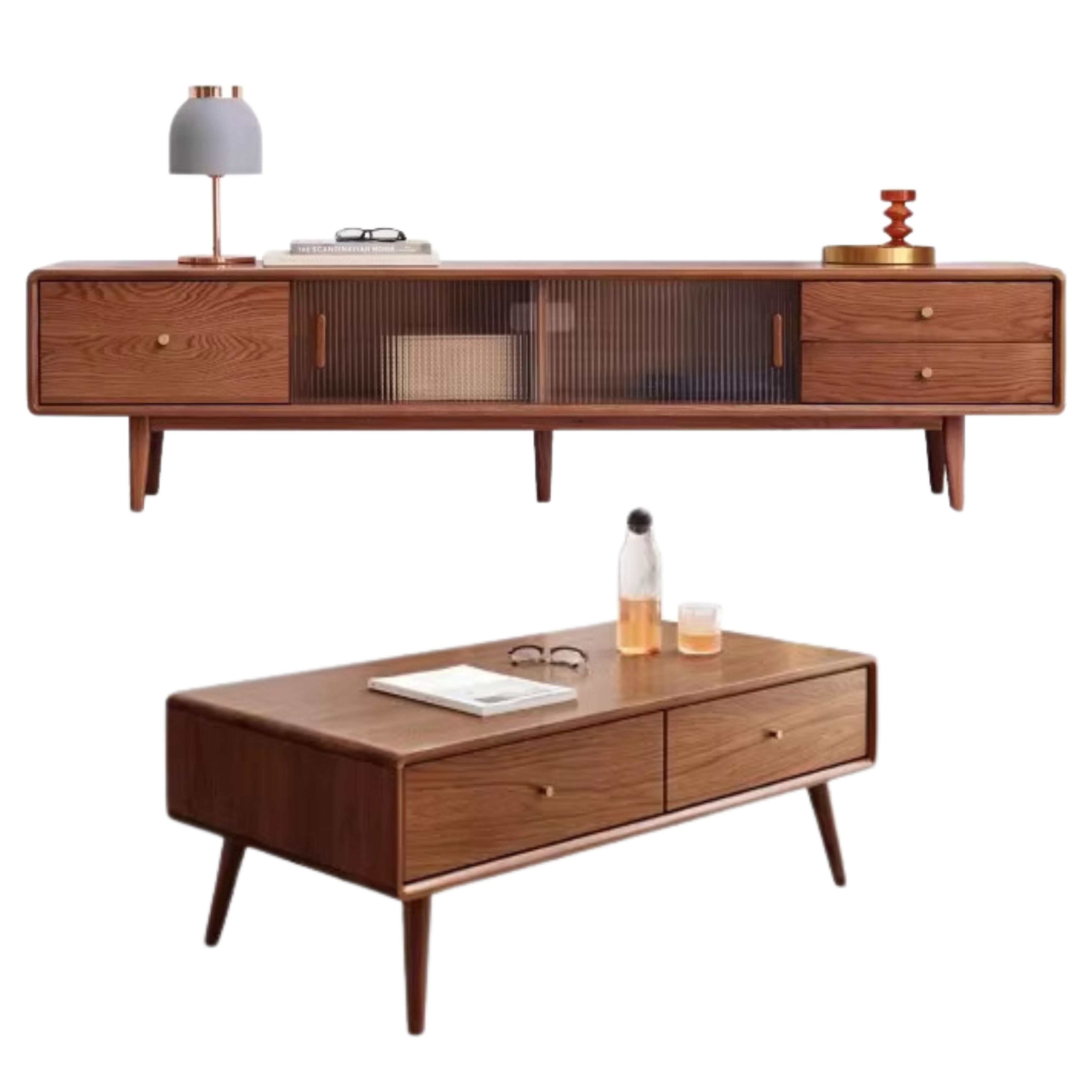 Oak solid wood TV stand: