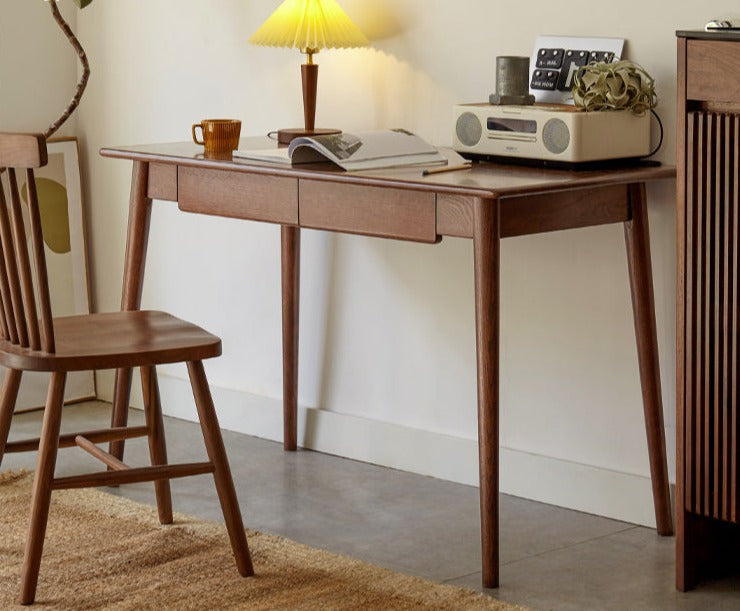 Oak solid wood Office desk spindle-shaped slanted legs:
