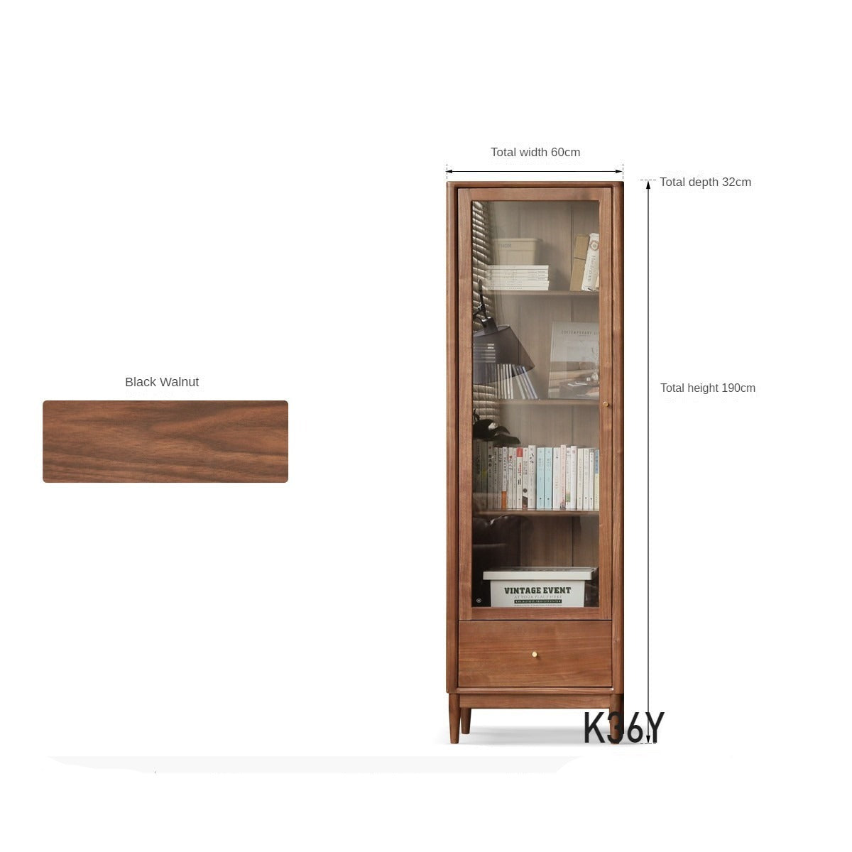 Black walnut solid wood bookcase whole wall free combination bookshelf