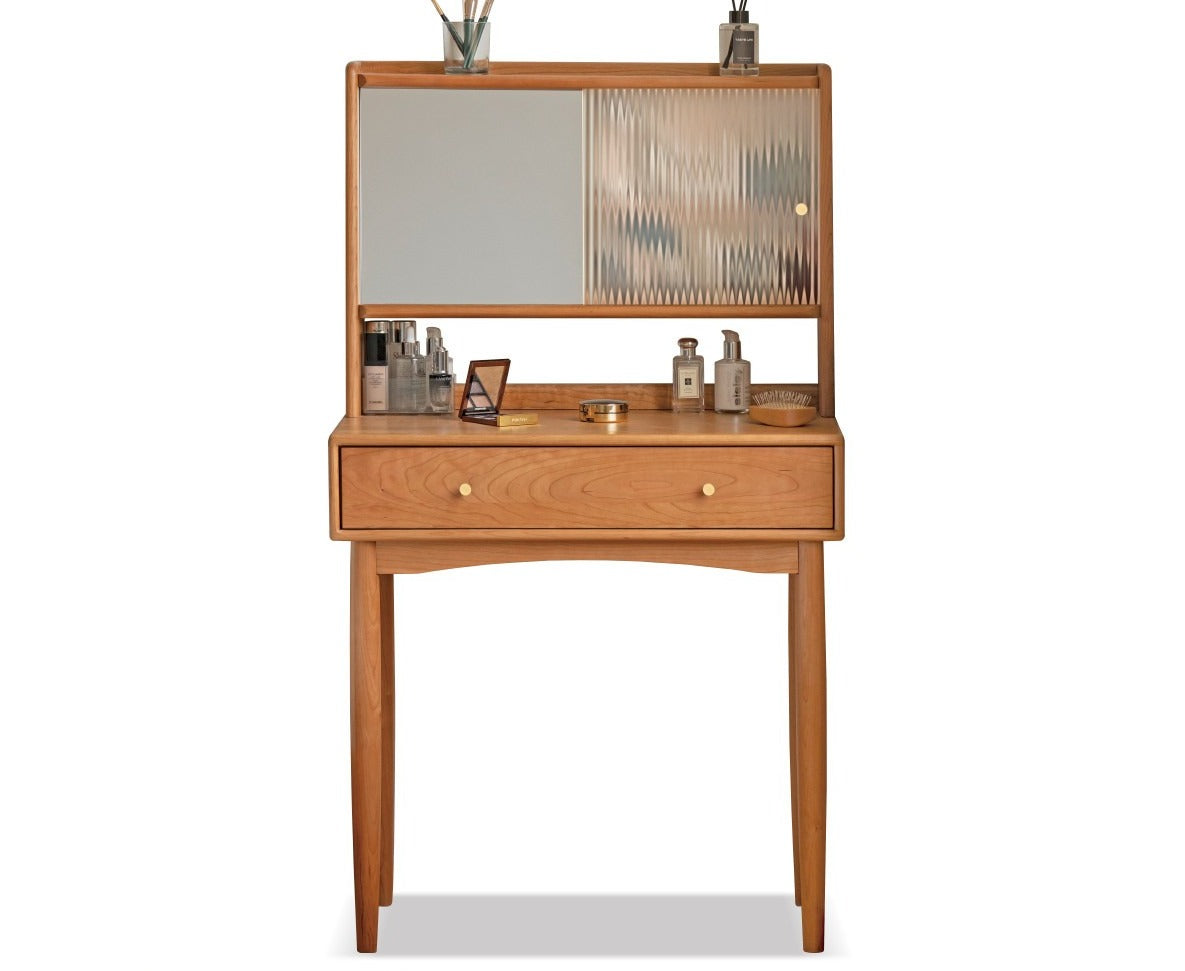 Cherry wood multi-functional storage dressing table: